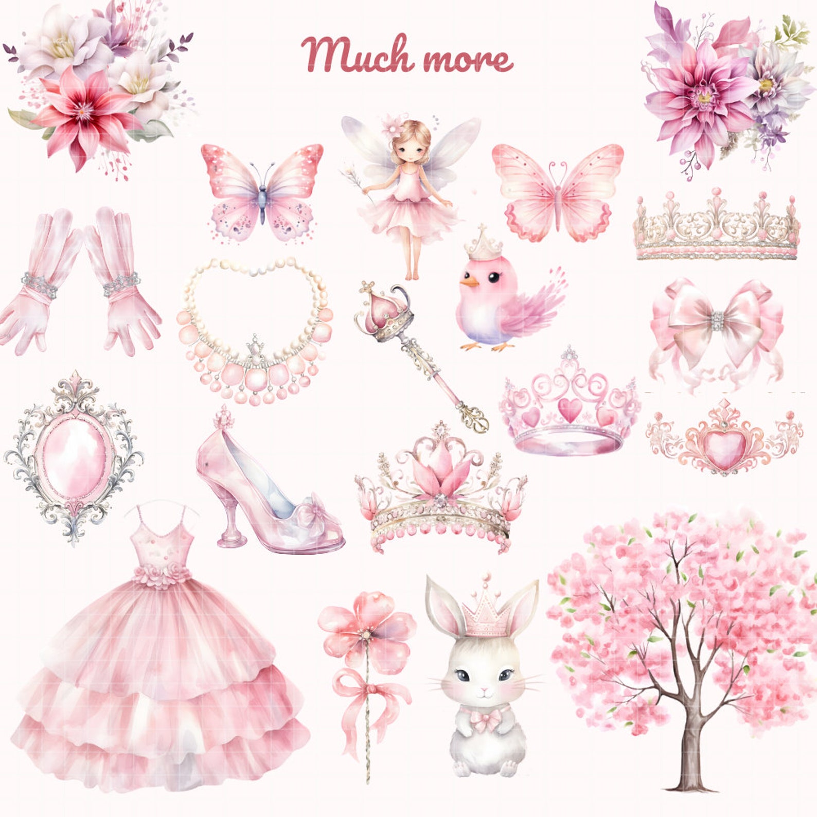Watercolor Pink Princess Clipart, Little Princess Clipart, Fairytale ...