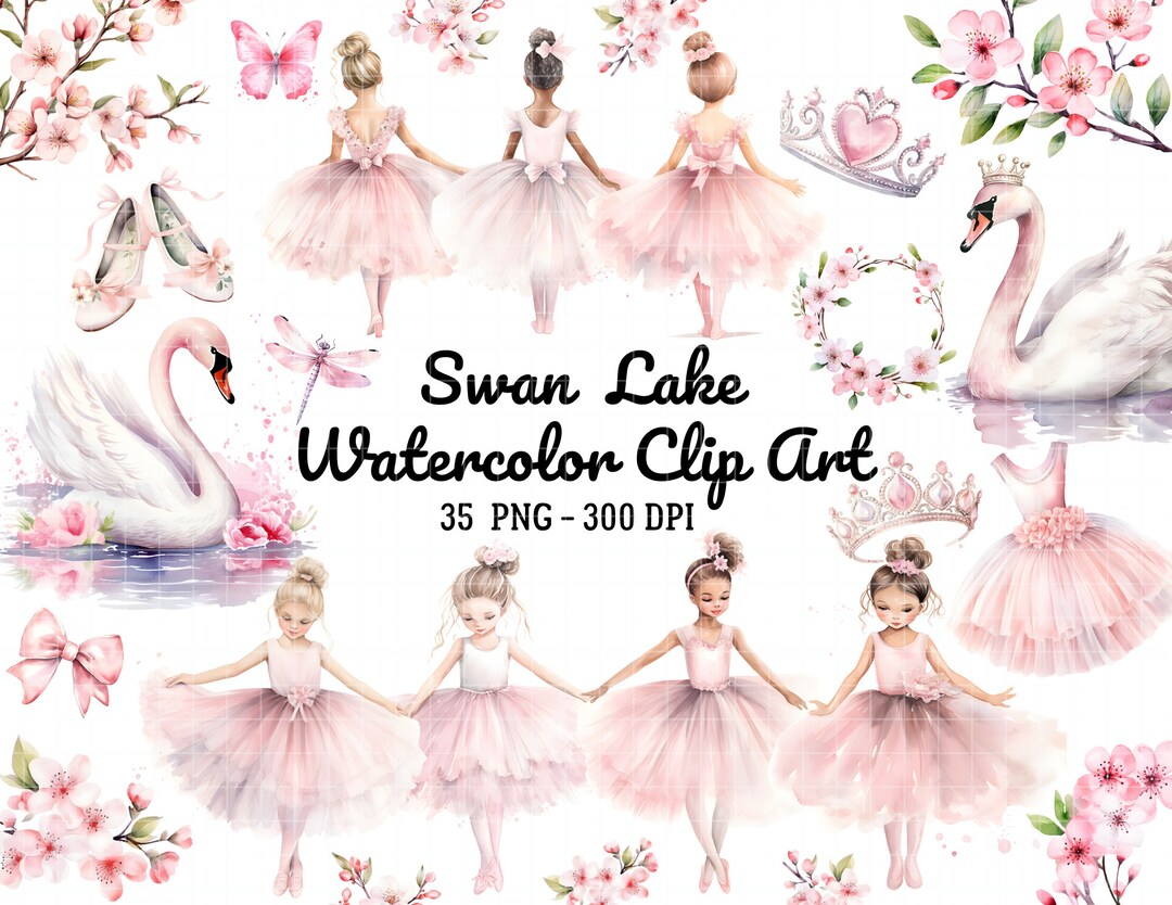 Watercolor Ballerina Clipart, Pink Ballerina Clipart, Cute Ballet ...