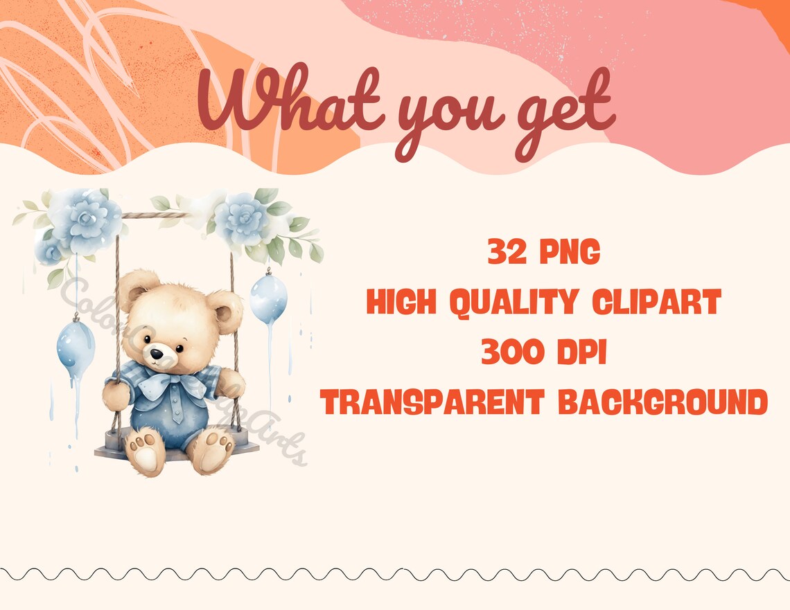 Blue Teddy Bear Clipart, Baby Shower Clip Art, Sleepy Teddy Bears, Cute ...