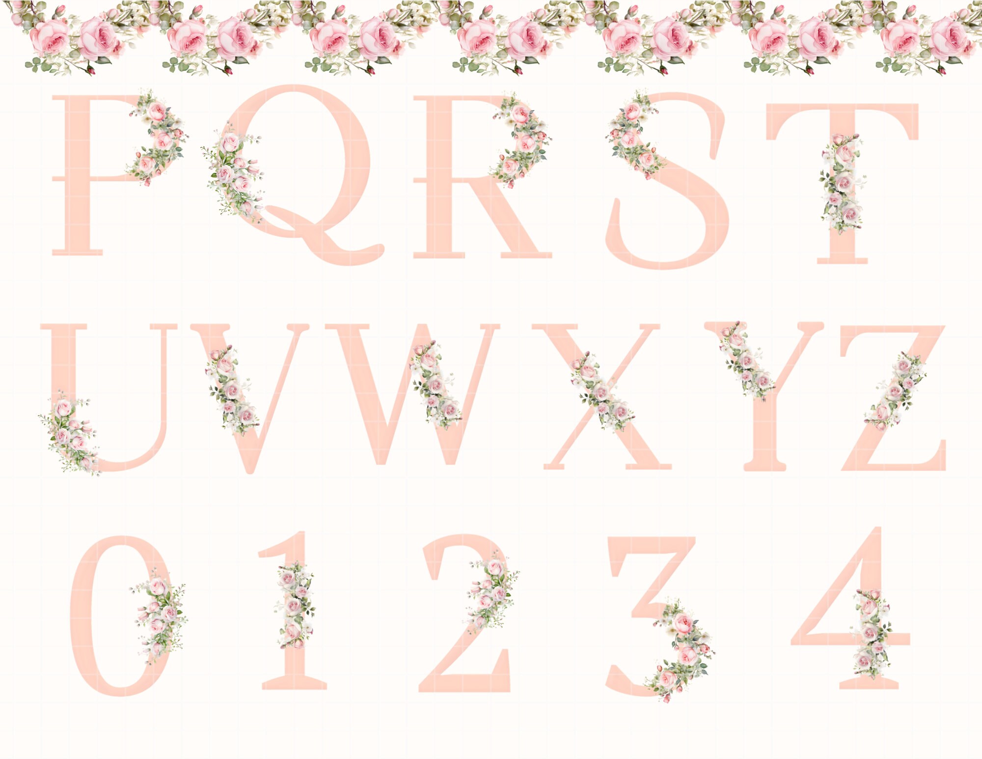 Watercolor Floral Alphabet Clipart, Wedding Clipart, Pink Alphabet PNG ...