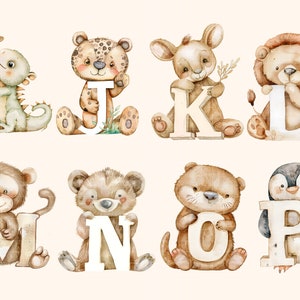 Watercolor Alphabet Animal Clipart, Alphabet Letter Clipart, Nursery ...