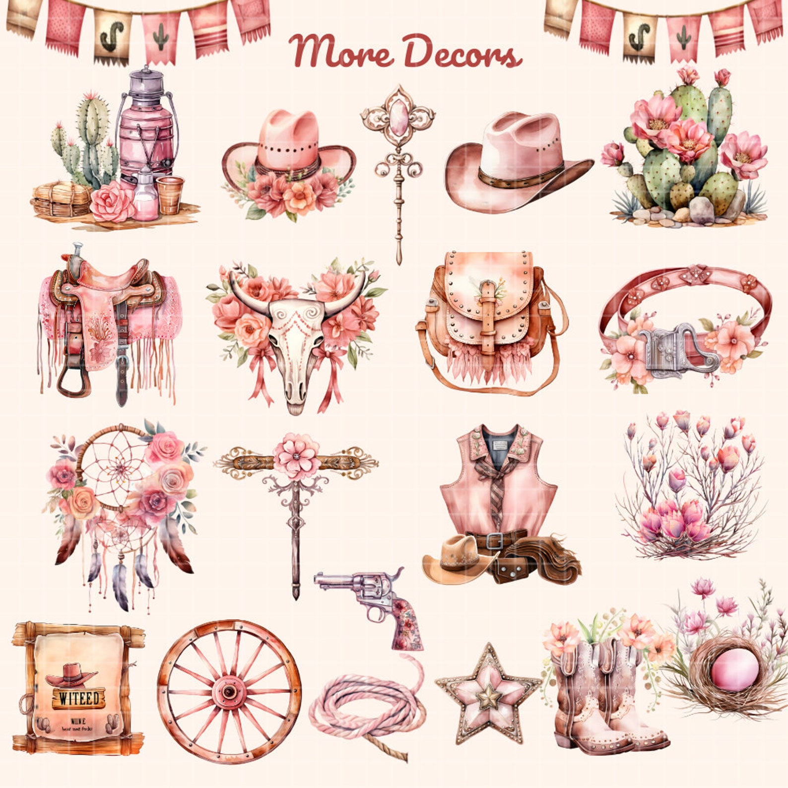 Watercolor Cute Cowgirl Clipart, Wild West, Cowgirls Western Country ...