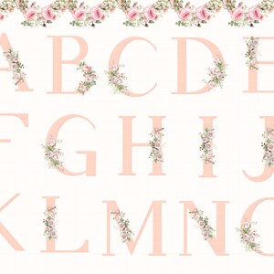 Watercolor Floral Alphabet Clipart, Wedding Clipart, Pink Alphabet PNG ...