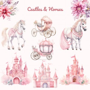 Watercolor Pink Princess Clipart, Little Princess Clipart, Fairytale ...