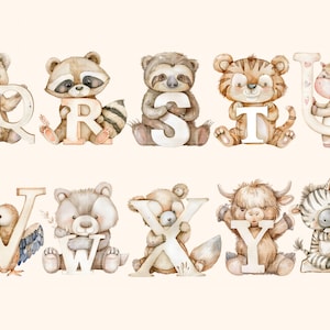 Watercolor Alphabet Animal Clipart, Alphabet Letter Clipart, Nursery ...