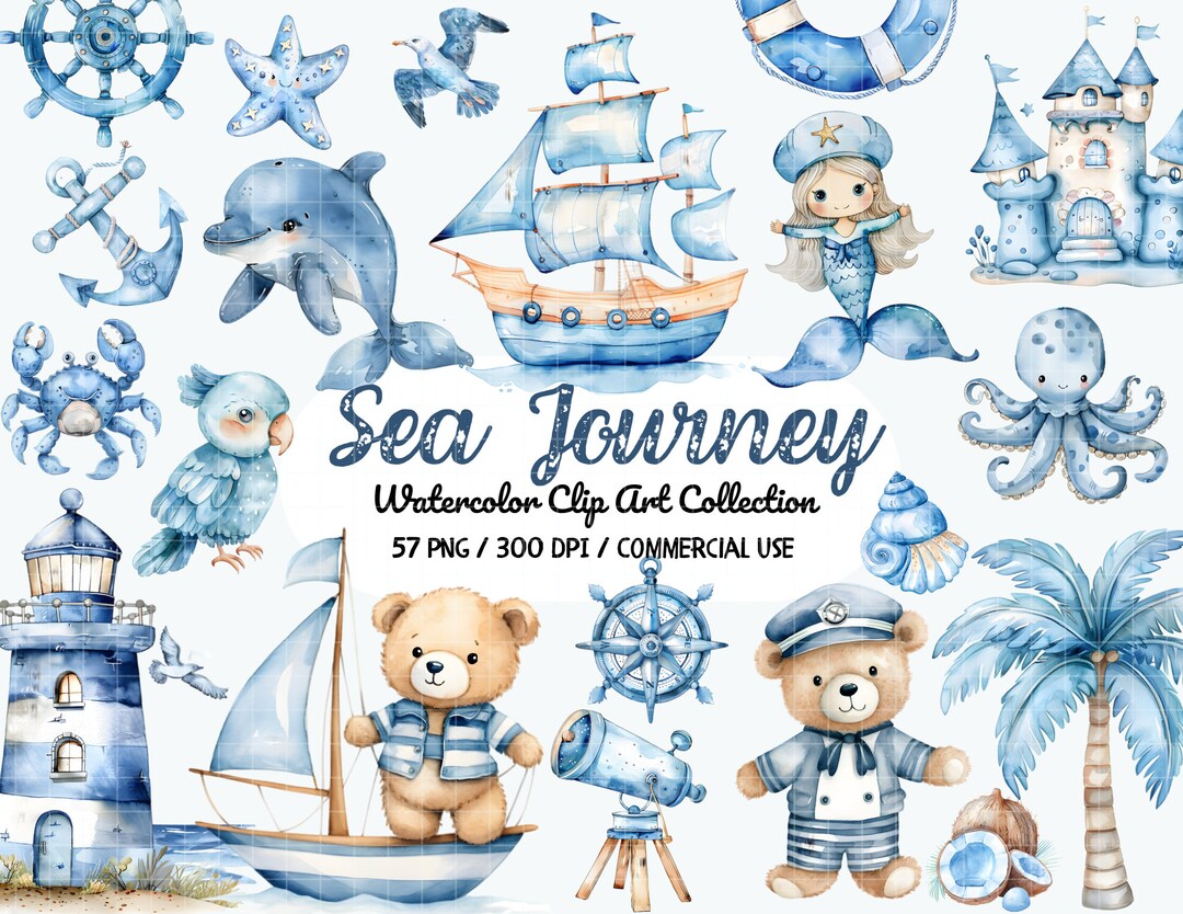 Cute Sailor Teddy Bear Clipart, Nautical Nursery Clipart, Under Sea PNG ...