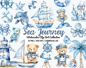 Cute Sailor Teddy Bear Clipart, Nautical Nursery Clipart, Baby Teddy ...