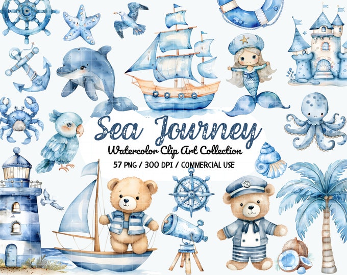 Cute Sailor Teddy Bear Clipart, Nautical Nursery Clipart, Lighthouse ...