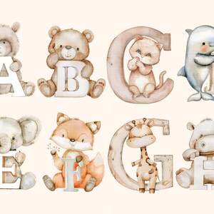 Watercolor Alphabet Animal Clipart, Alphabet Letter Clipart, Nursery ...