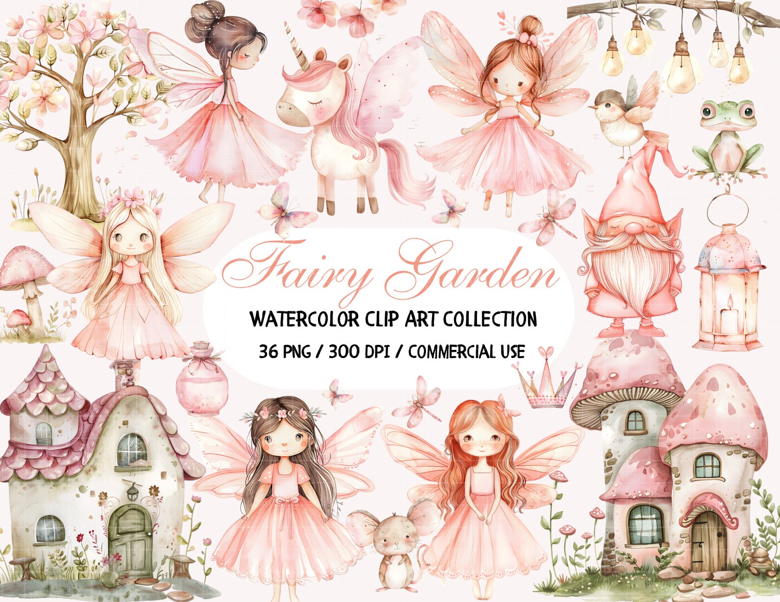 Imágenes prediseñadas de hadas de acuarela, imágenes prediseñadas de ...