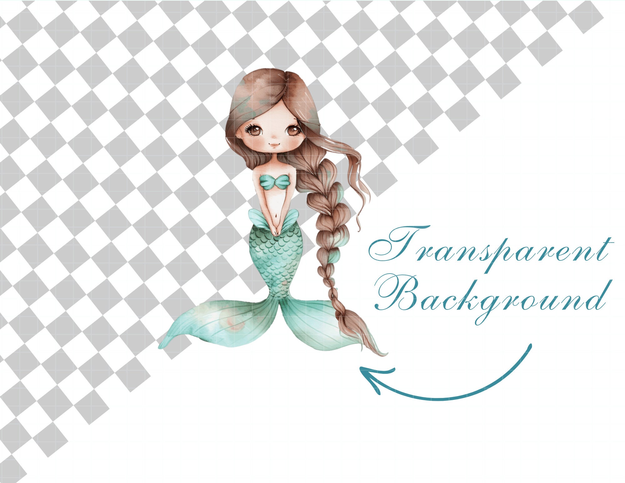 Watercolor Little Mermaid Clipart, Little Sea Babies, Under Sea Clipart ...