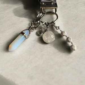 Grey Scrunchy Key Chain With Beads - Etsy