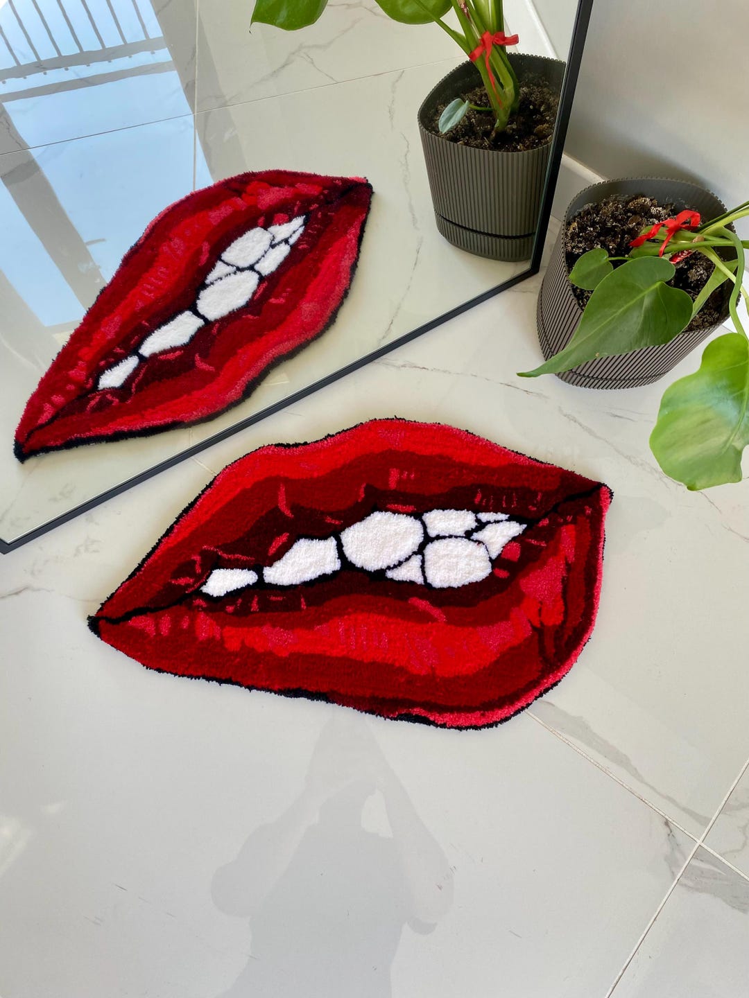 Fully Handmade Red Lips Tufted Rug - Eye-catching Home Decor Piece - Etsy
