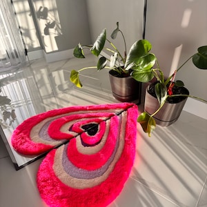 Heart Shaped Nested Mirror Front 3D Fluffy Tufted Rug - Etsy