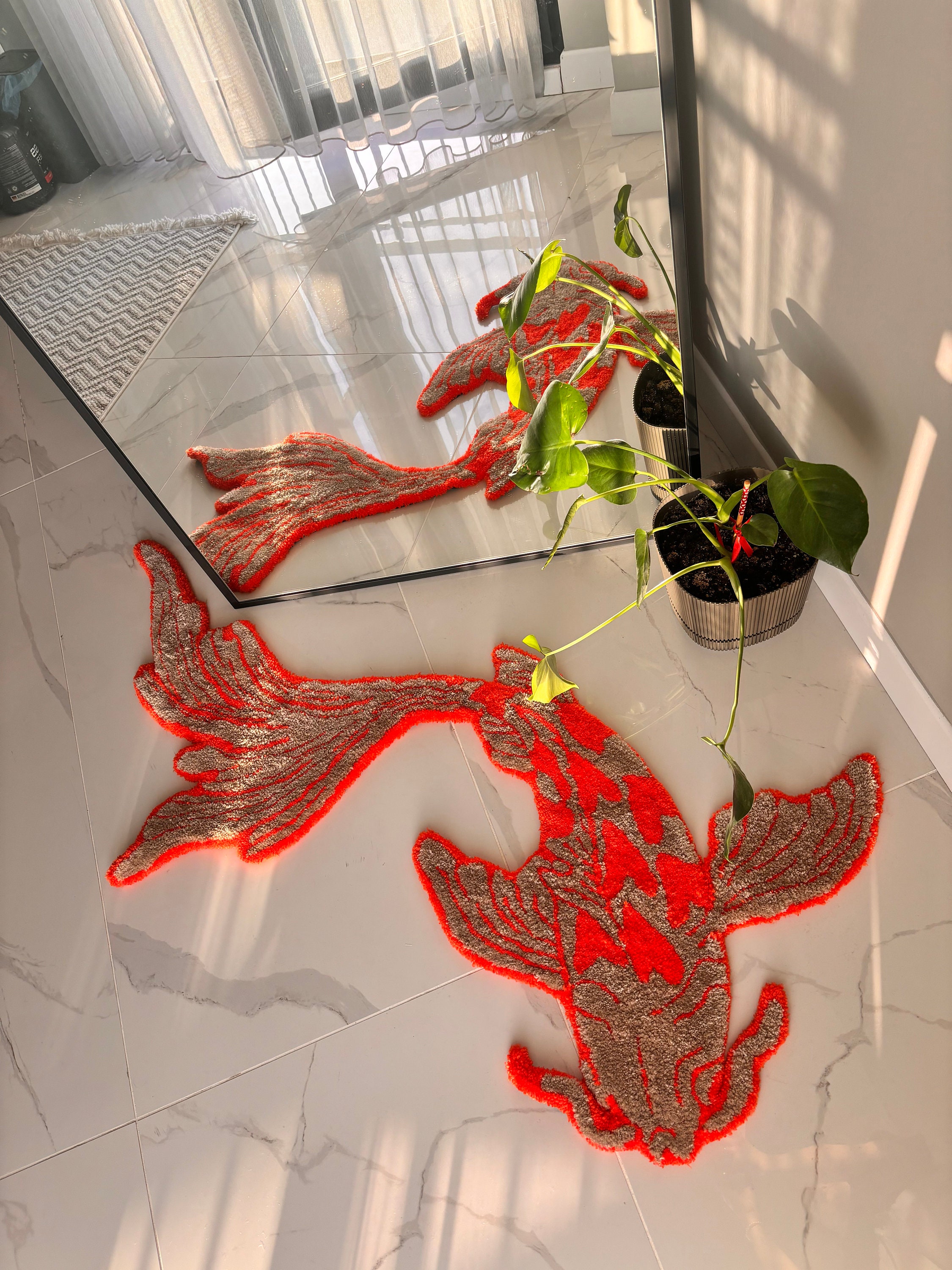 Heart Patterned Koi Fish Customizable Handmade Fluffy Tufted Rug - Etsy