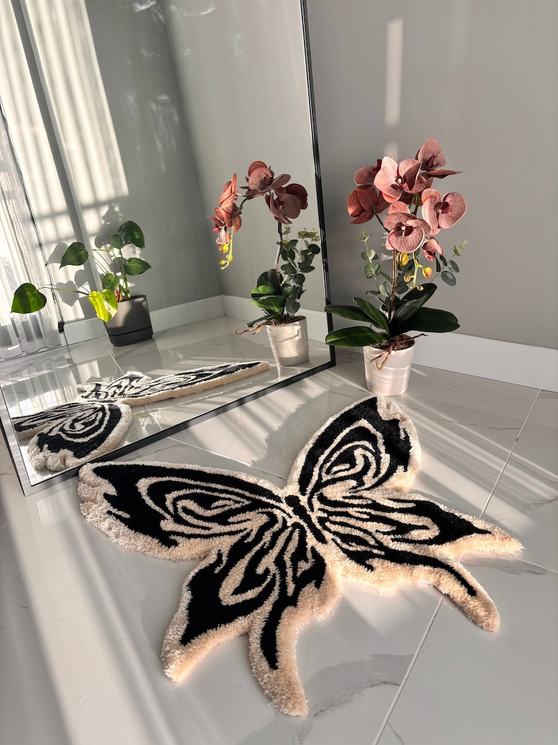 Gothic Butterfly Fluffy Handmade Tufted Rug - Etsy