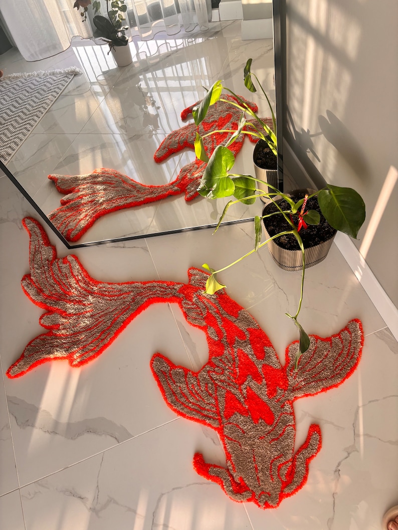 Heart Patterned Koi Fish Customizable Handmade Fluffy Tufted Rug - Etsy