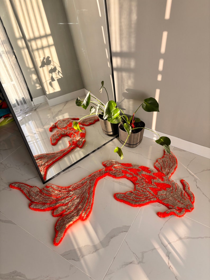 Heart Patterned Koi Fish Customizable Handmade Fluffy Tufted Rug - Etsy