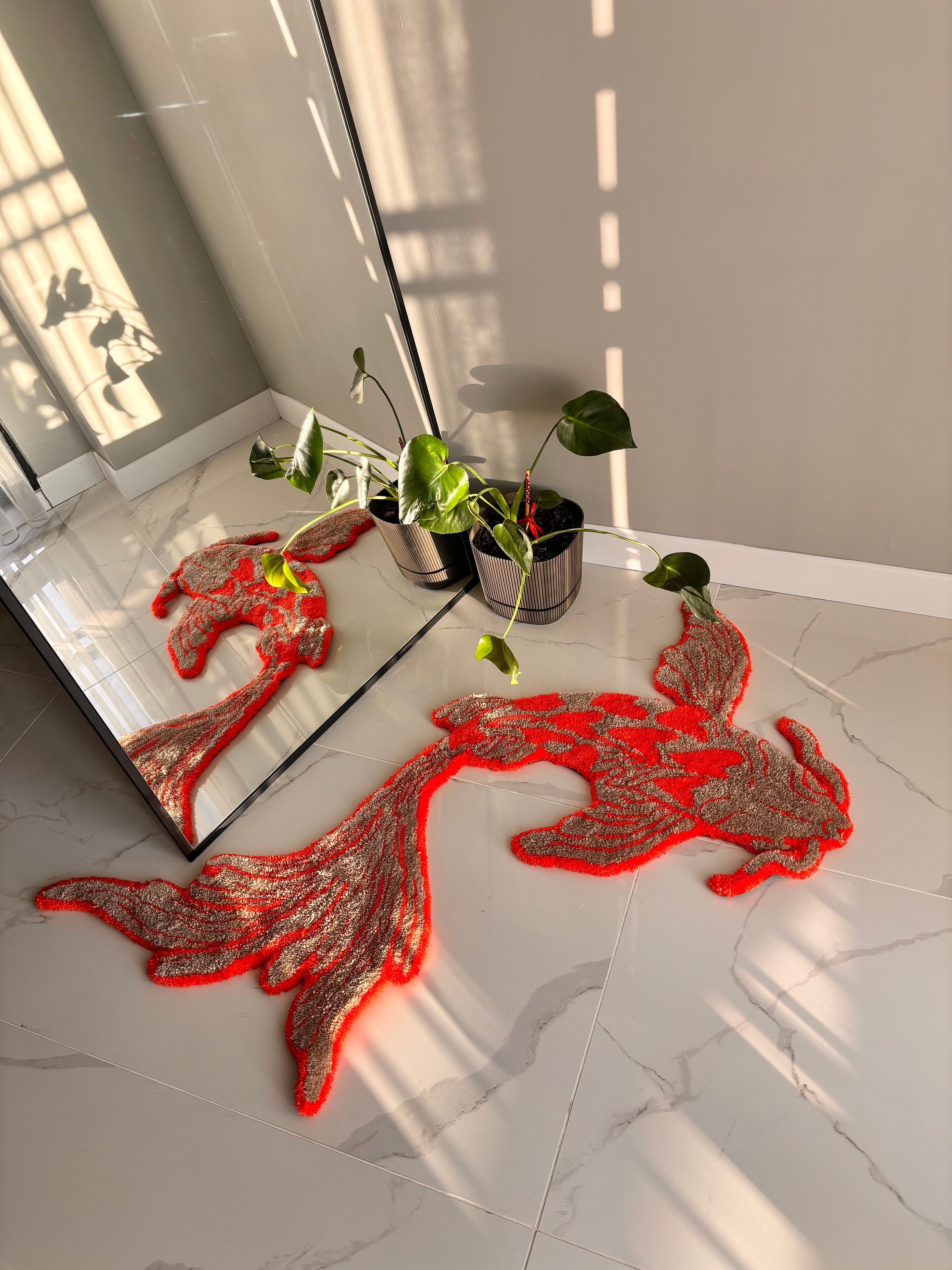 Heart Patterned Koi Fish Customizable Handmade Fluffy Tufted Rug - Etsy