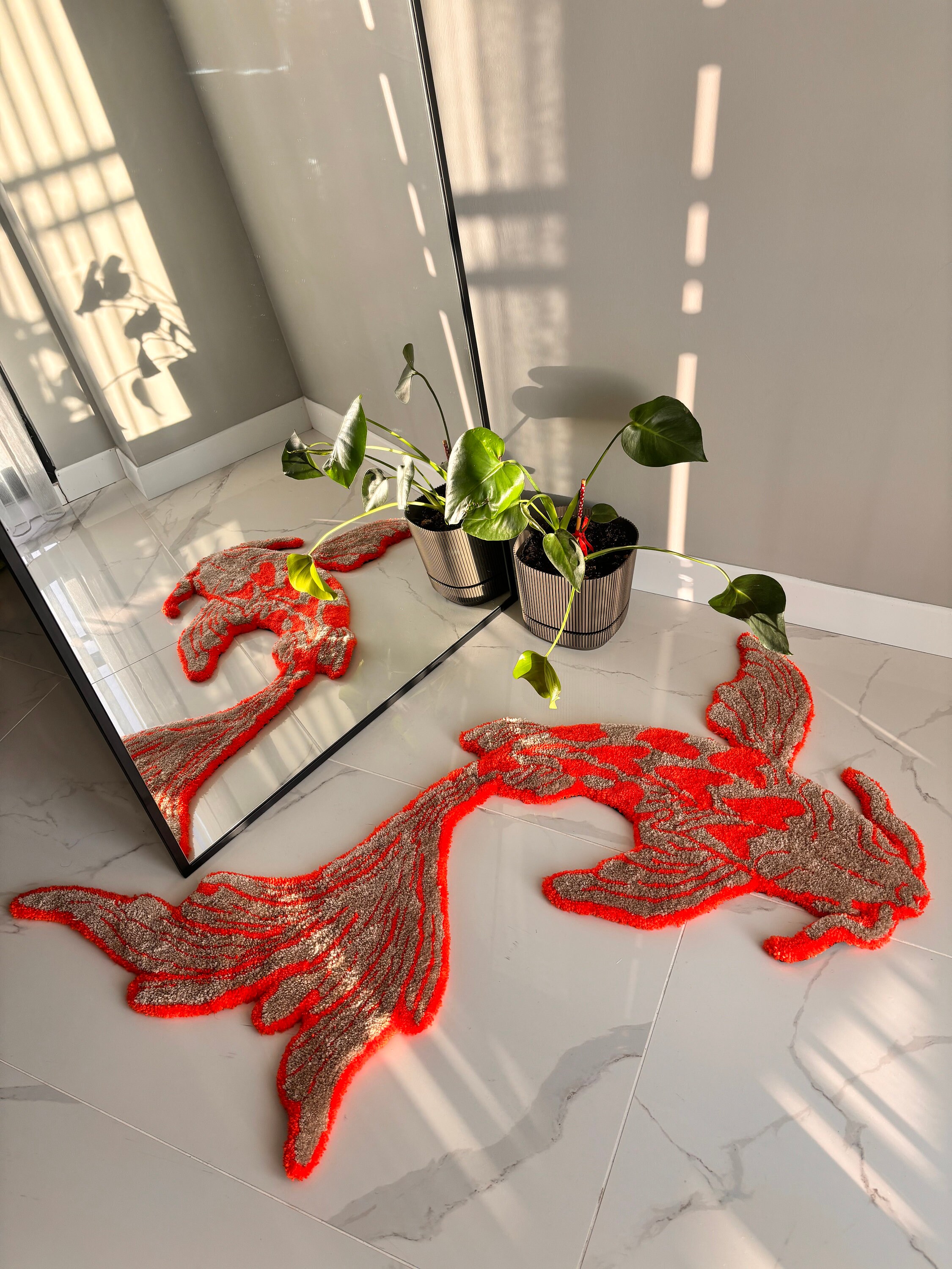 Heart Patterned Koi Fish Customizable Handmade Fluffy Tufted Rug - Etsy