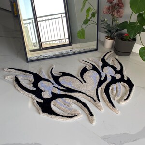 Gothic Beige and Black Heart Tufted Rug - Handmade Statement Piece for ...