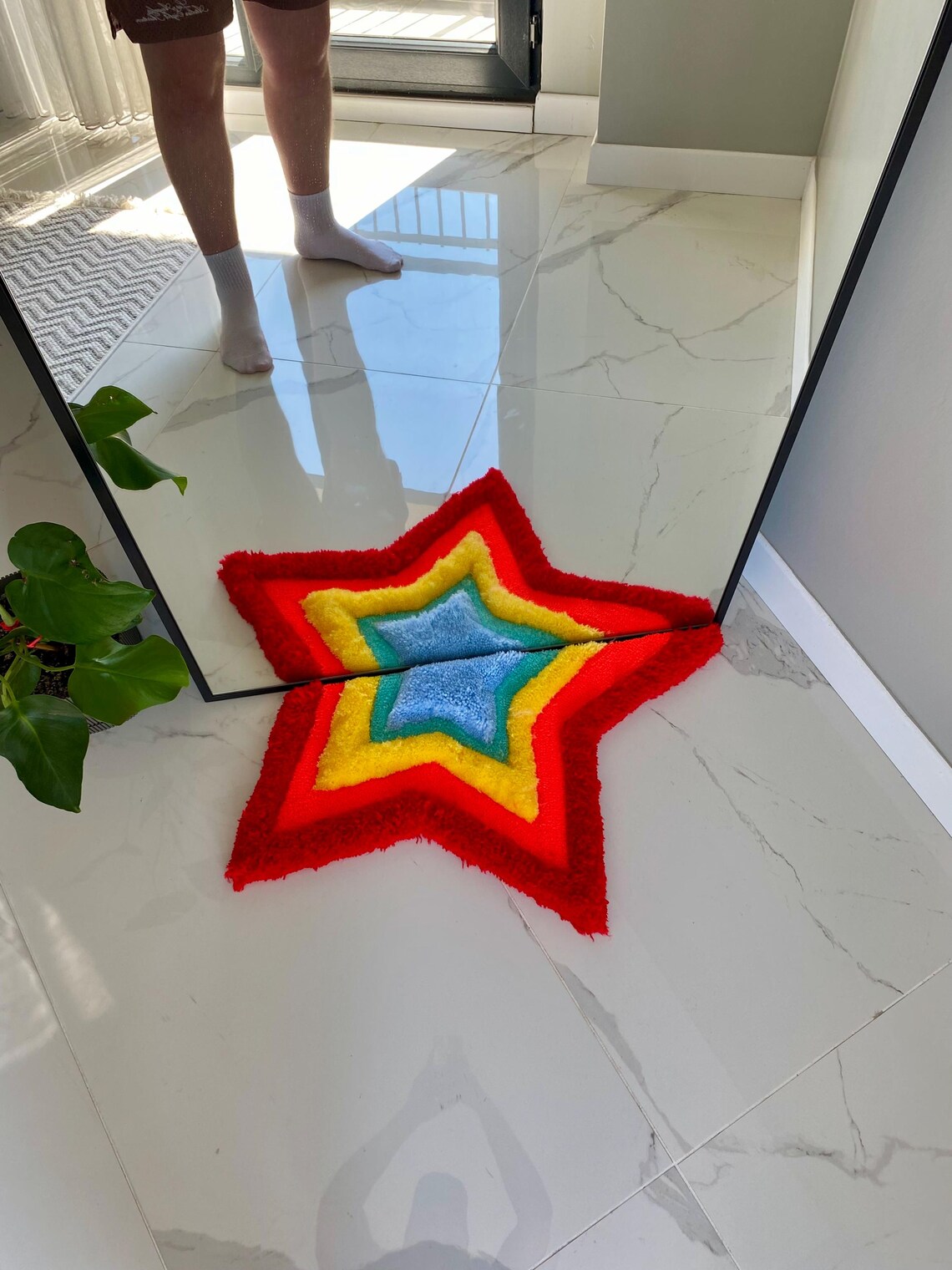 Handmade Rainbow Star Tufted Mirror Rug - Etsy