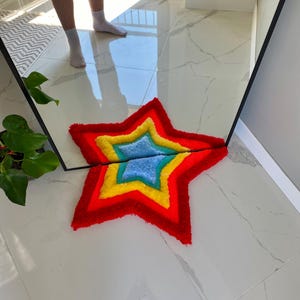 Handmade Rainbow Star Tufted Mirror Rug - Etsy