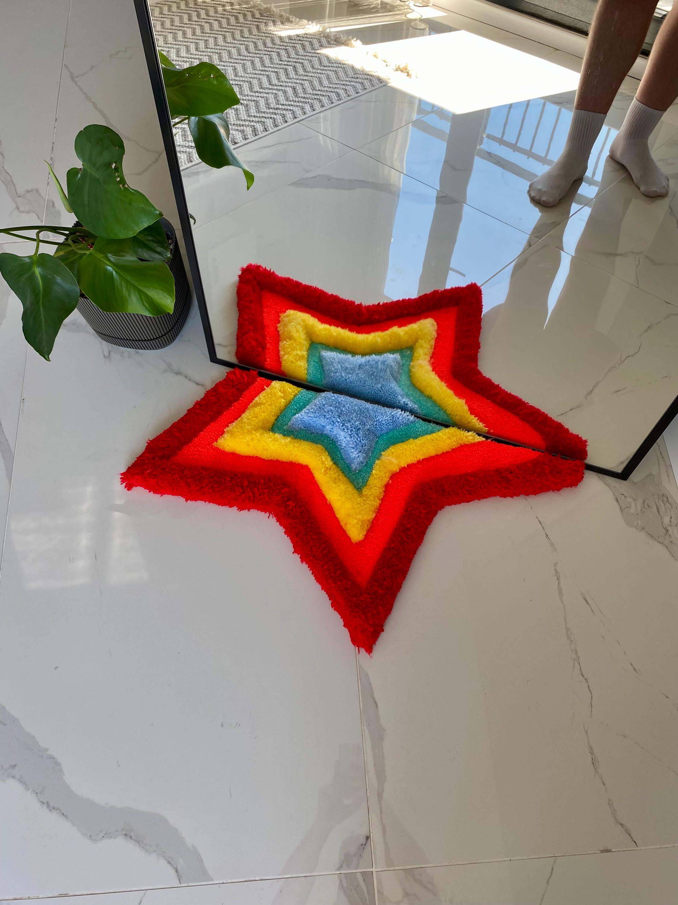 Handmade Rainbow Star Tufted Mirror Rug - Etsy