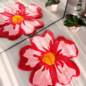 Lotus Flower Fluffy Handmade Tufted Rug - Etsy