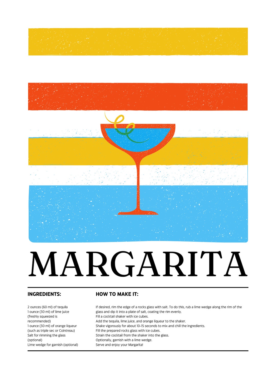 Printable Retro Cocktails Wall Art Set of 4. Iconic Cocktail Recipes ...