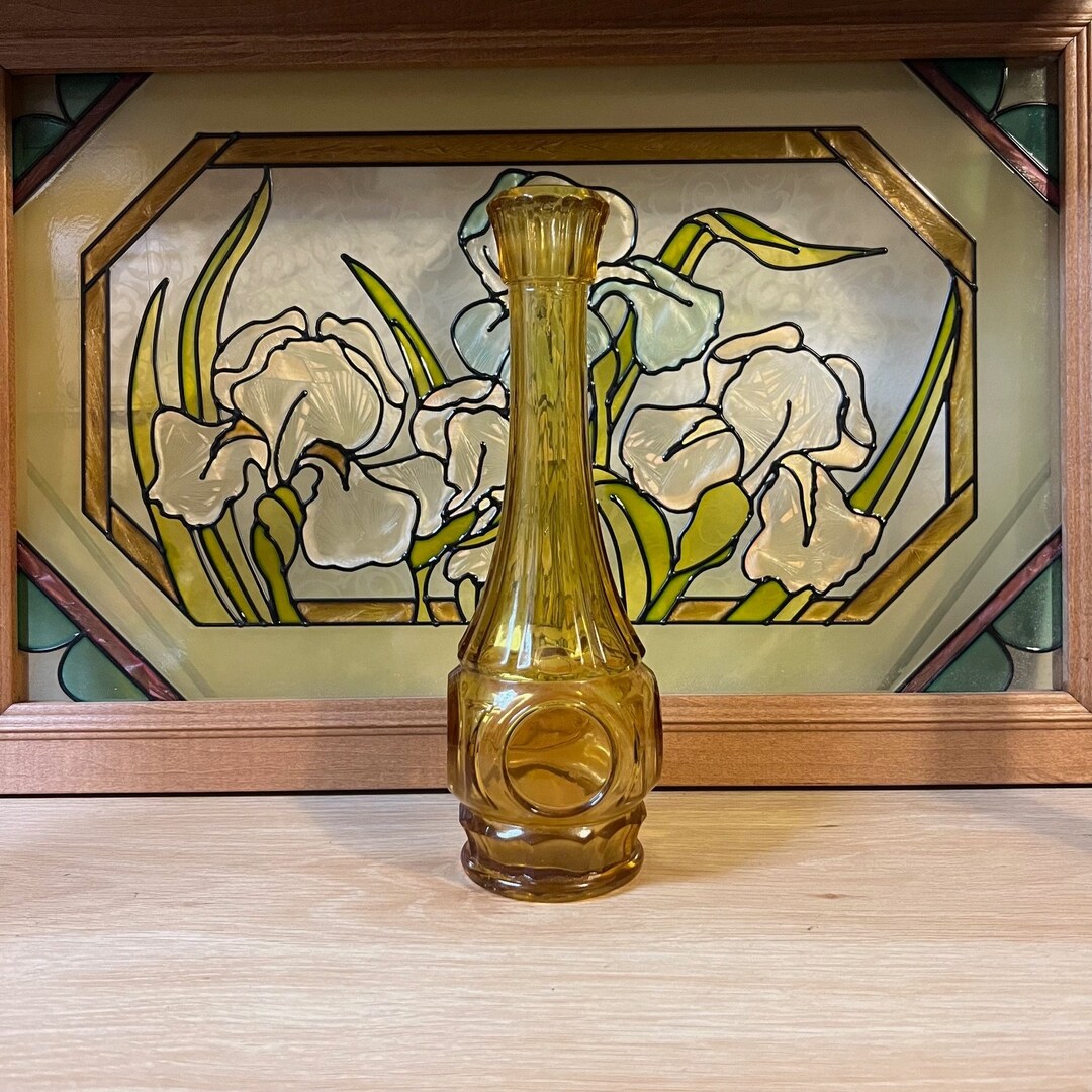 Vintage 1970s Wheaton Amber Glass Vase - Etsy