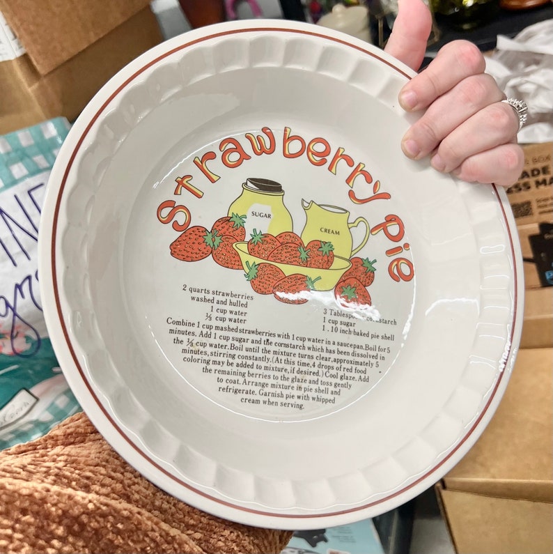 Vintage Strawberry Pie Recipe Pie Plate - Etsy