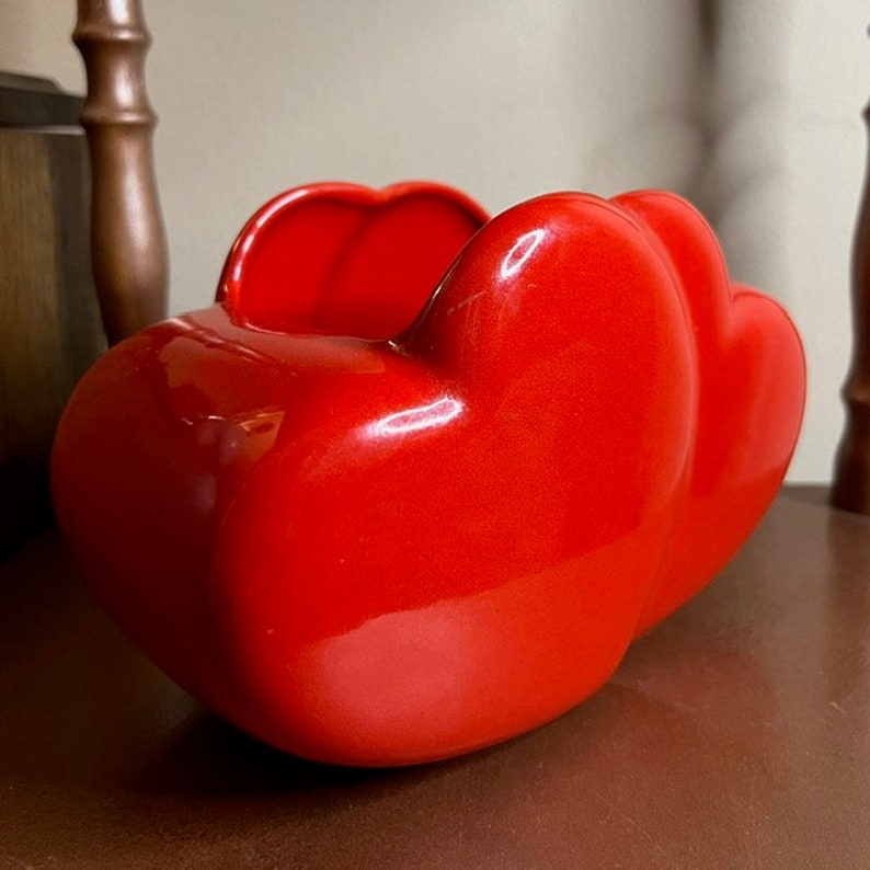 Vintage 1980's Red Teleflora Double Heart Planter/vase - Etsy