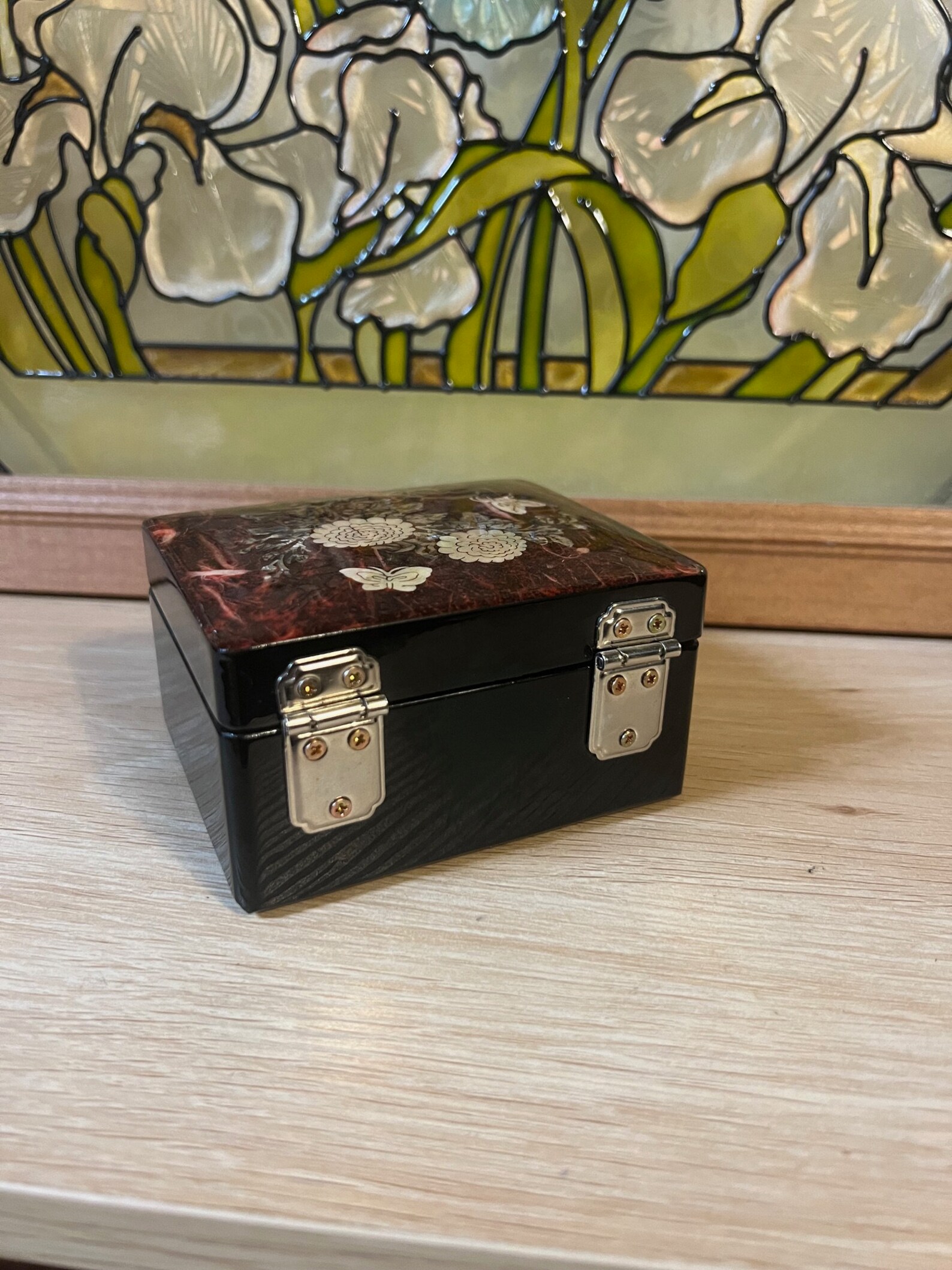 Vintage Lacquered Wood Box With Flowers and Butterflies - Etsy