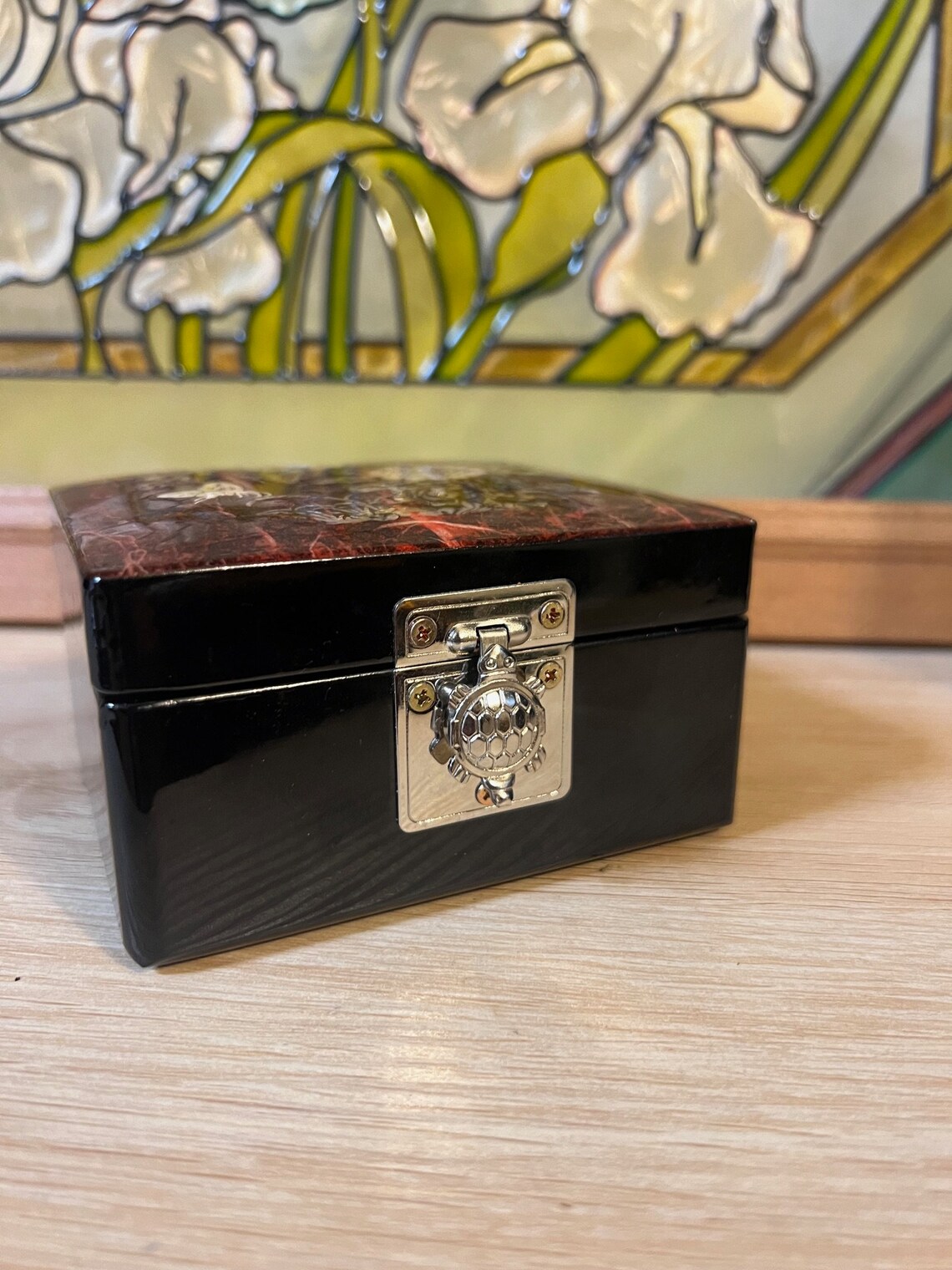 Vintage Lacquered Wood Box With Flowers and Butterflies - Etsy