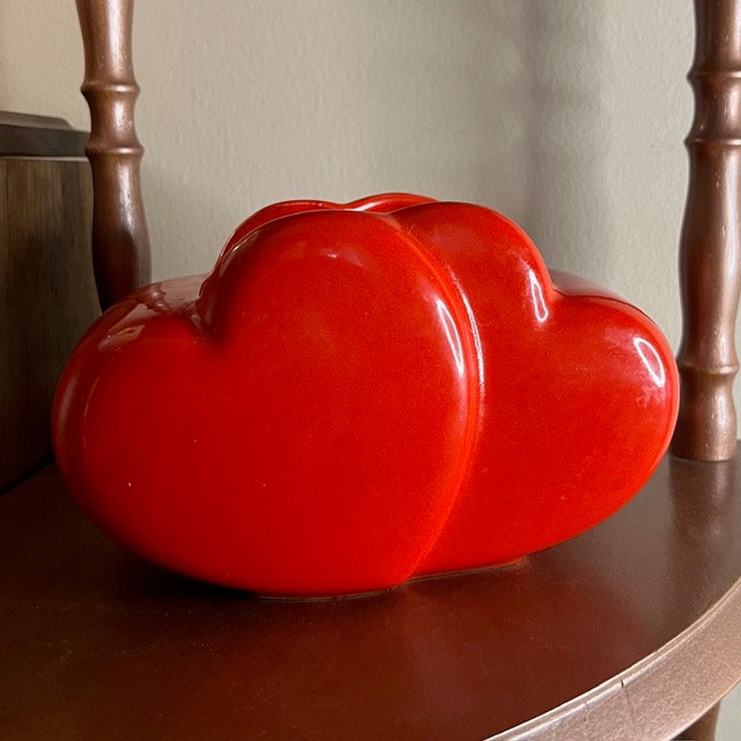 Vintage 1980's Red Teleflora Double Heart Planter/vase - Etsy