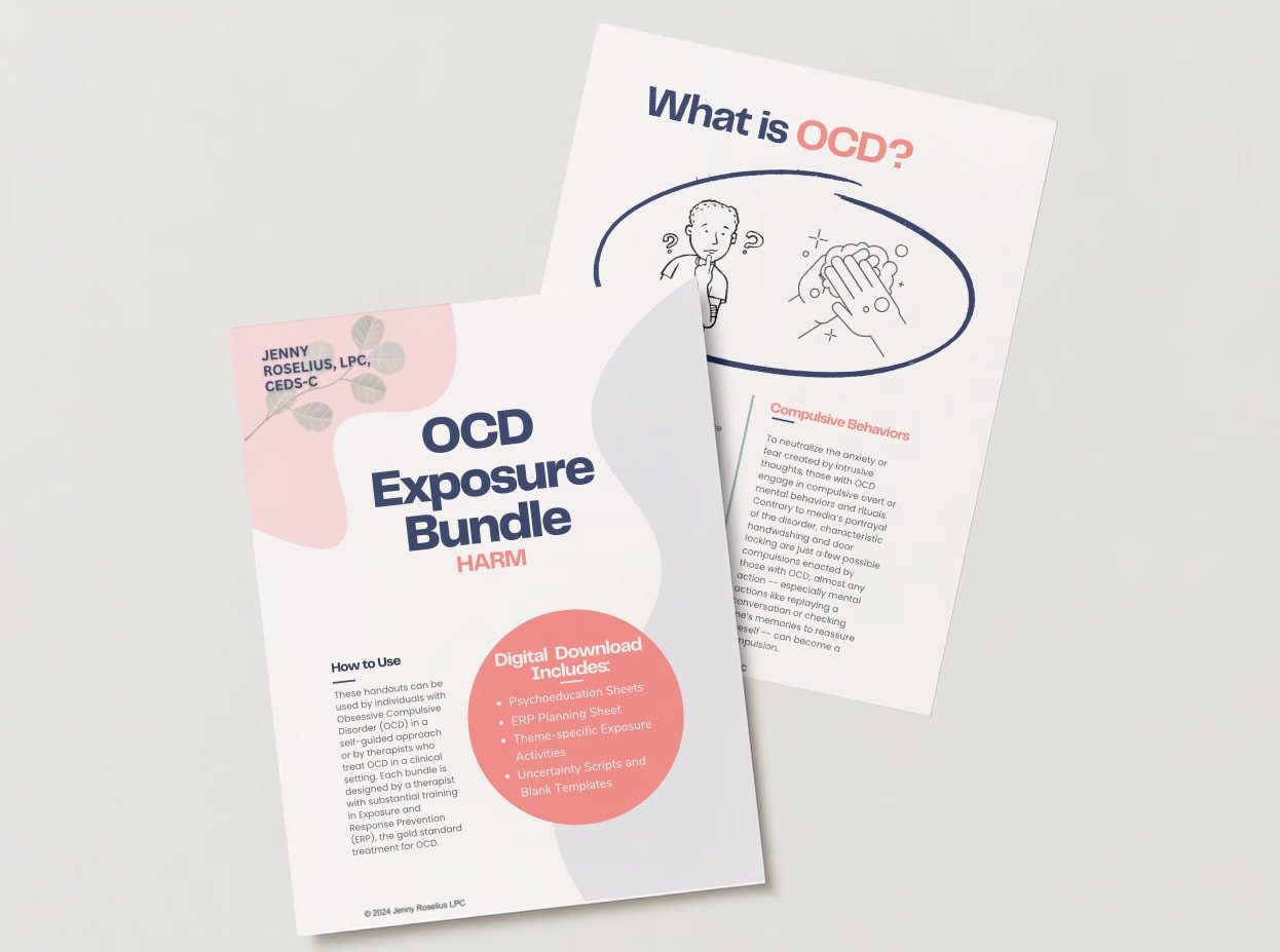 OCD Exposure Bundle Harm Digital Download Exposure Therapy Worksheets ERP Activities Self-help ...