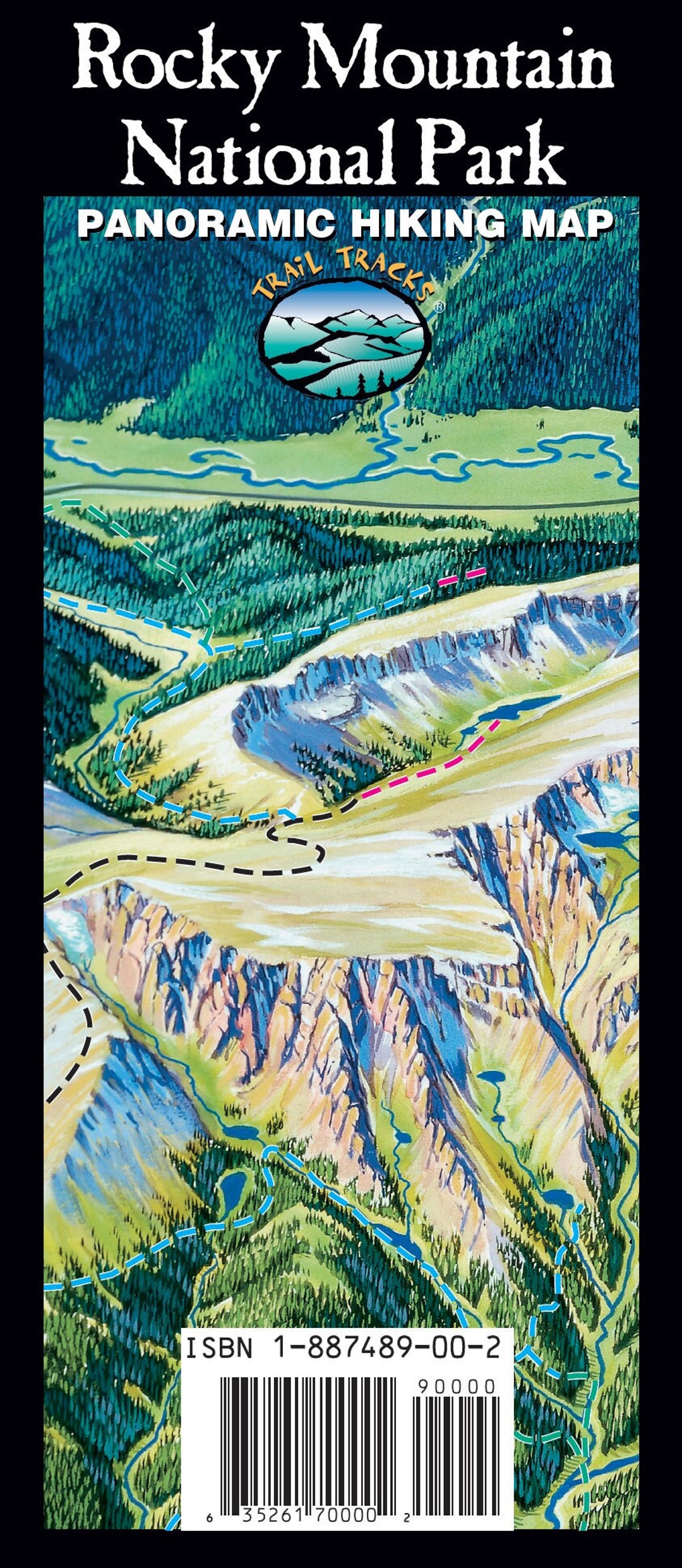 FOLDED Rocky Mountain National Park Trail Tracks Panoramic Hiking Map ...