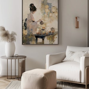 Japanese Tea Ceremony, Geisha Pouring Tea, Oriental Lanterns, Zen ...