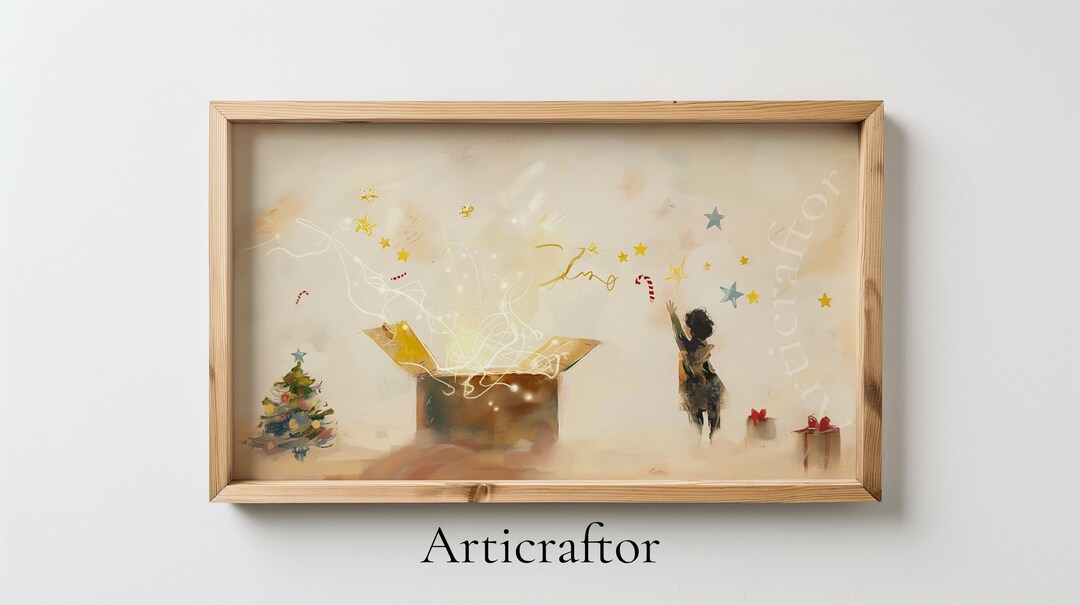 Magical Christmas Eve, Enchanted Gift Box, Whimsical Holiday Scene ...