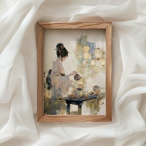 Japanese Tea Ceremony, Geisha Pouring Tea, Oriental Lanterns, Zen ...