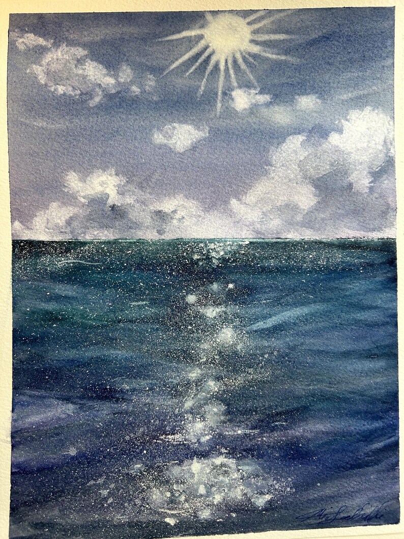 Saltwater Spray Original Watercolor Beach Seascape Painting Hand ...