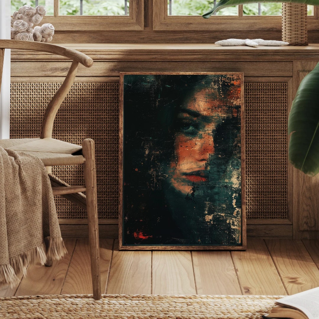 Abstract Woman in Dark Original Painting Canvas, Contemporary ...