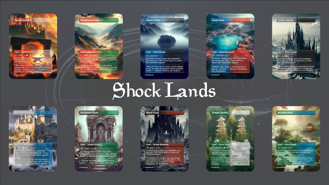 Bundle of 10 MTG Shock Lands Proxies Custom, Artistic MTG Proxy Cards ...