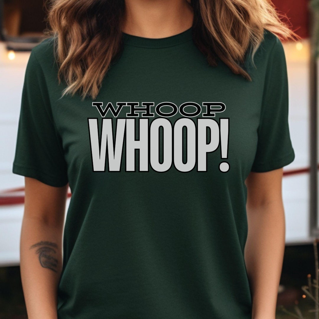 Colorful Fun Exciting Whoop Whoop Slogan Tee, Vibrant Black and Grey ...