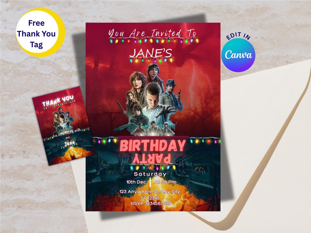 Stranger Things Birthday Invitation, Eleven Party Invite, Editable ...