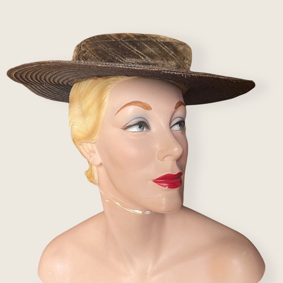 1900s Hat Charming Edwardian Straw Boater Hat With Velvet Band - Etsy