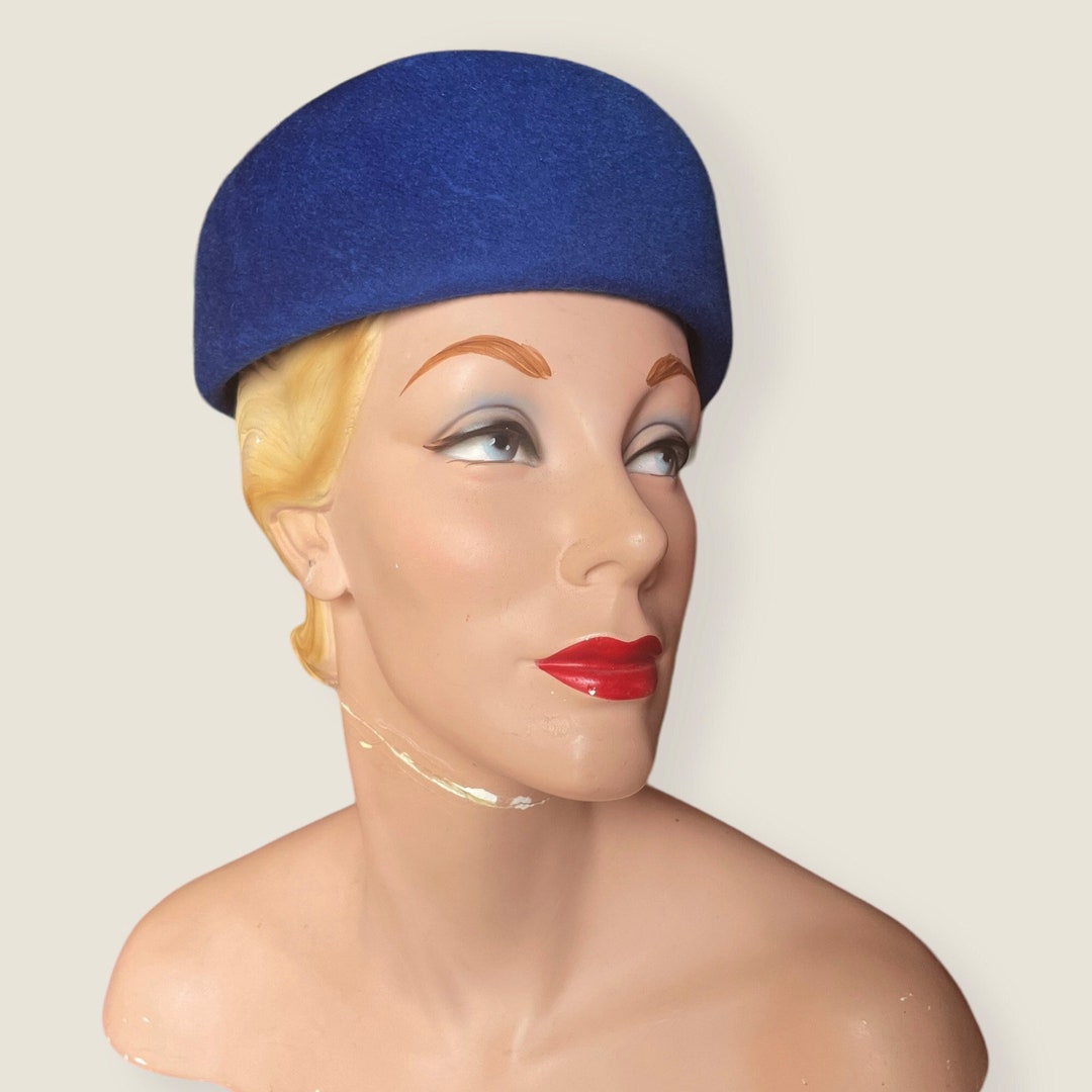 1960s Hat Pert 60s Cobalt Blue Box Hat - Etsy