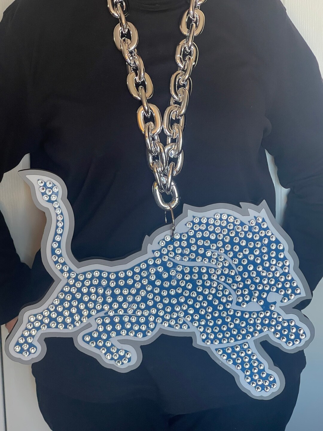 EXTRA LARGE Detroit Lions Bling Necklace With Blinking Chain - Etsy