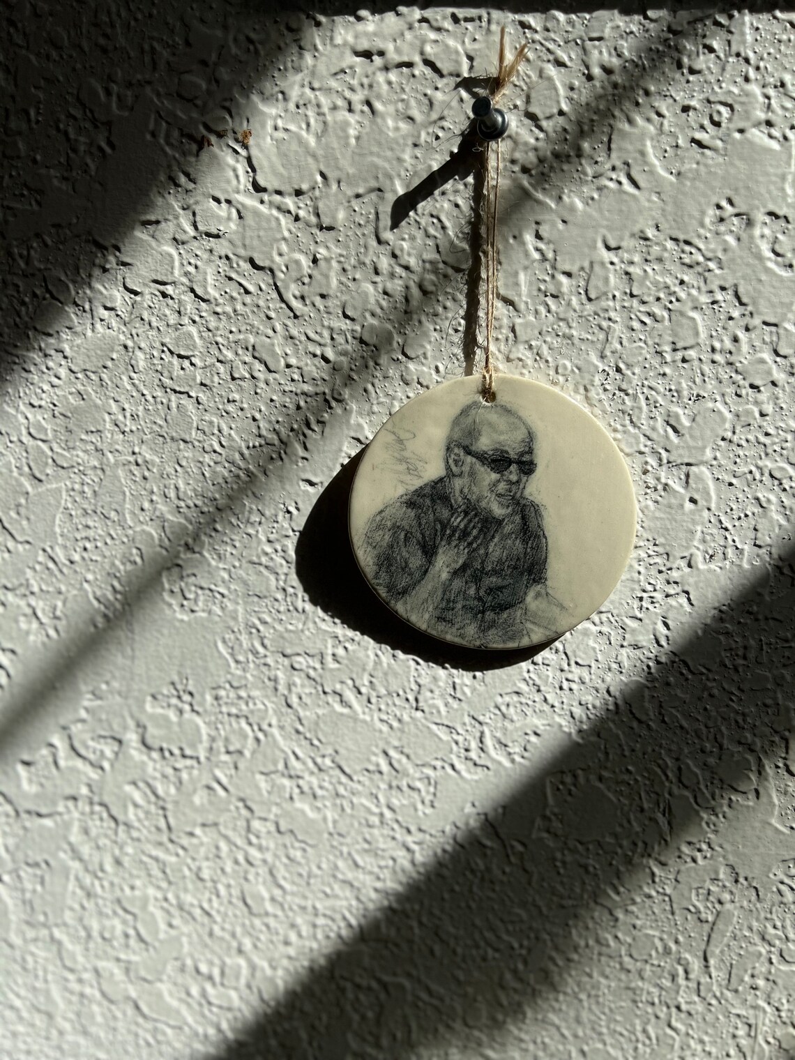 Man Smoking Cigarette Figure Drawing Ceramic Wall Hanging Gallery Wall ...